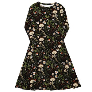 Mushroom Forager Long Sleeve Midi Dress All-over Print - Etsy