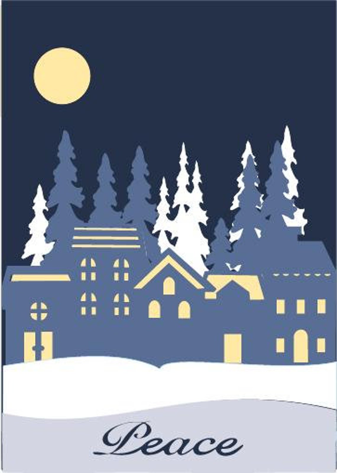 Holiday 5x7" Template for Cricut and Silhouette. Cozy Village Greeting ...