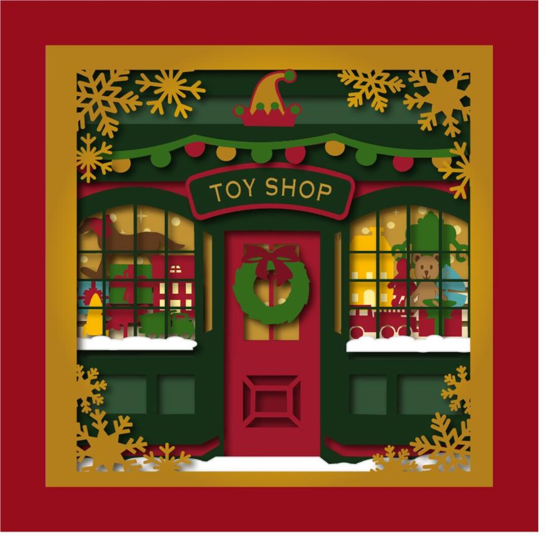 Christmas Toy Shop Shadow Box 10x10” Template. Perfect Holiday Craft ...