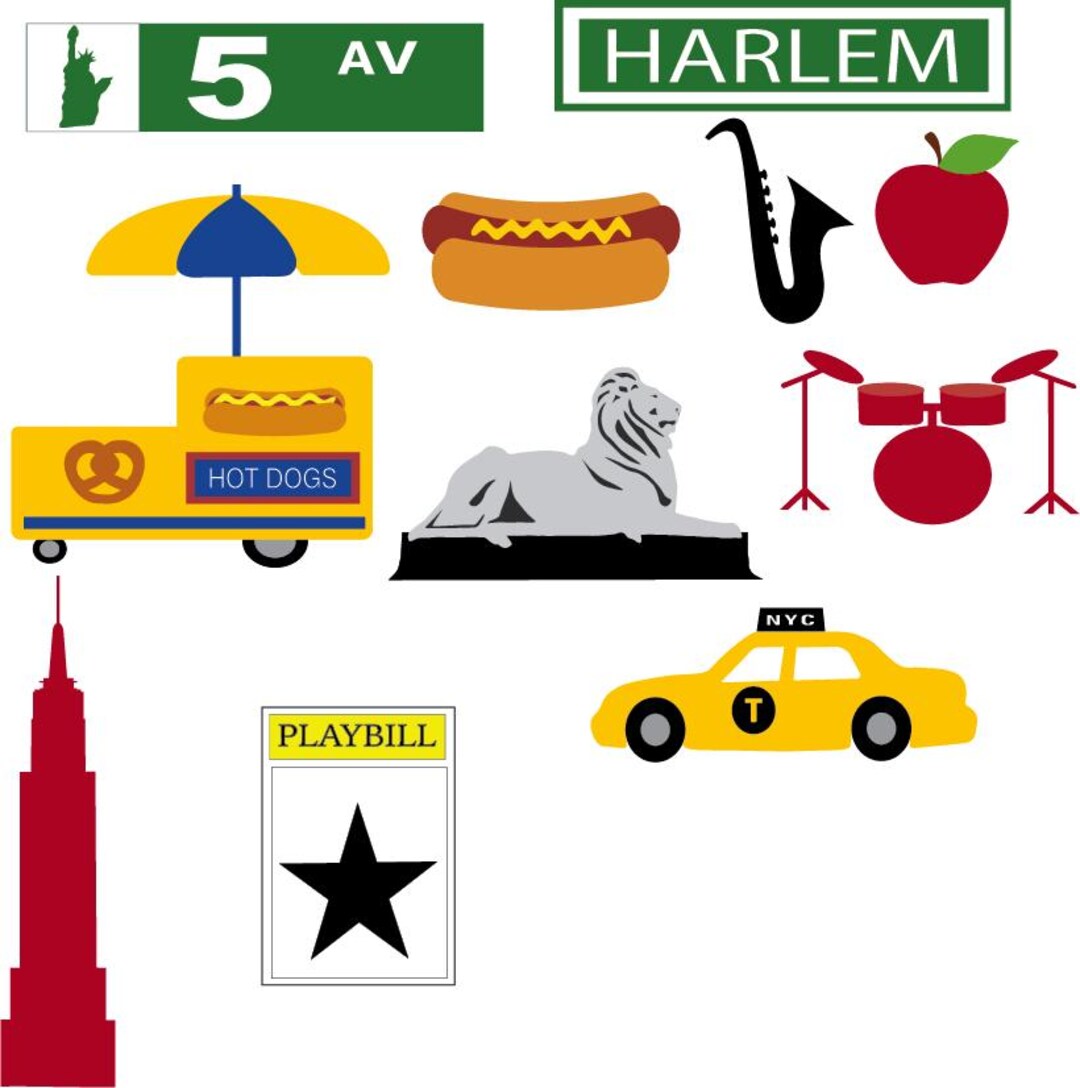 New York NYC Icons Svg Image Files - Etsy