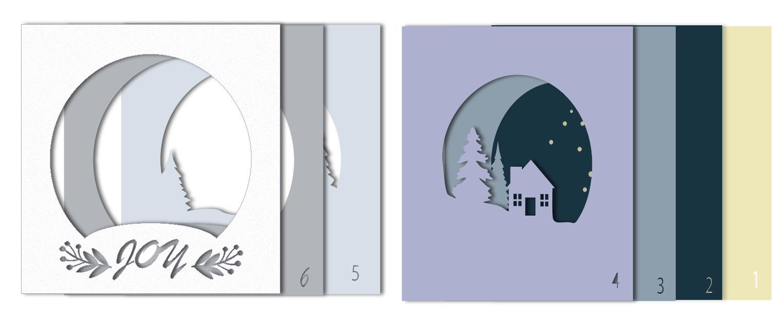 Cozy Winter Cabin Shadow Box Template. 7 Layers Designed in a 10 X 10 ...