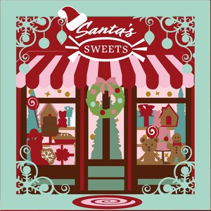 Christmas Candy Store Shadow Box Template SVG File. Fun Cutting Art ...