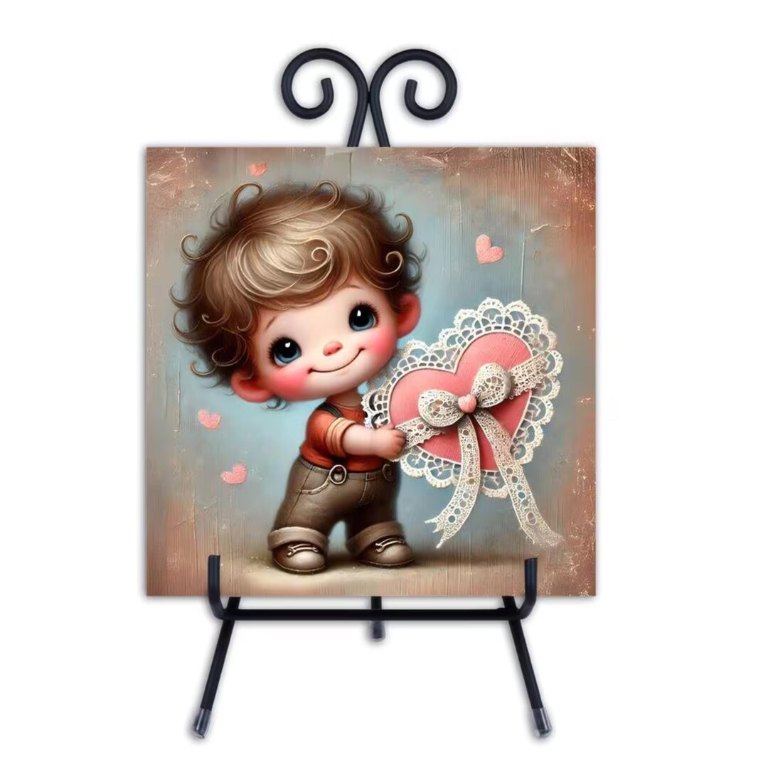 Valentine's Day Adorable Boy With Heart Ceramic Photo Tile - Etsy