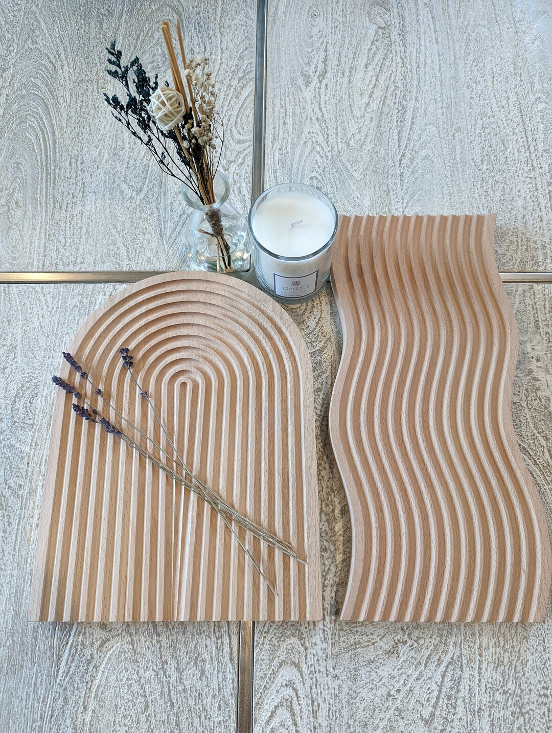 Boho Handmade Wooden Ripple Wave Tray | Decorative Serving Board ...