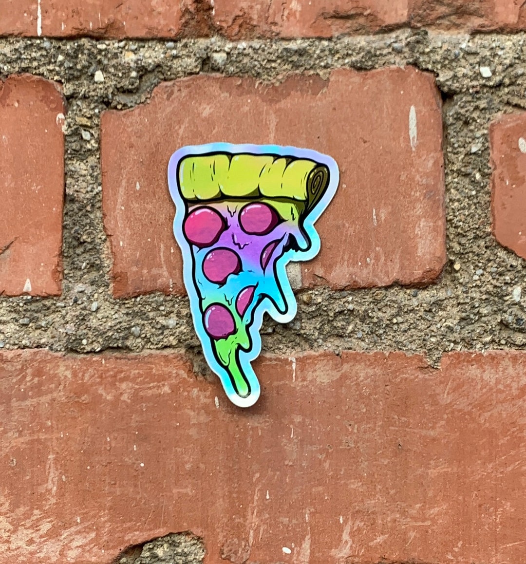 Neon Pizza Sticker - Etsy