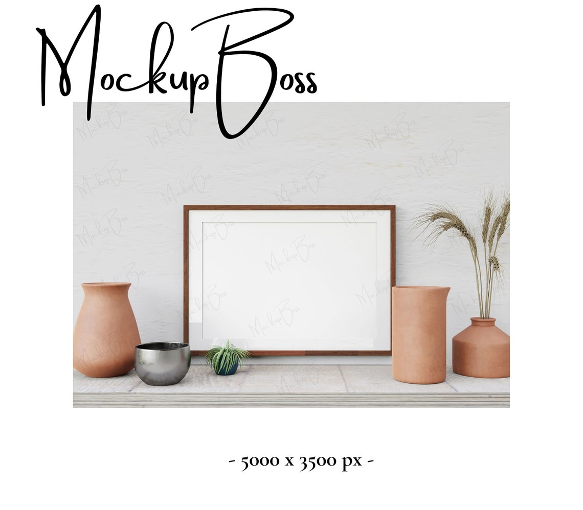Horizontal Mock Up Horizontal Art Print Mockup Wood Frame - Etsy