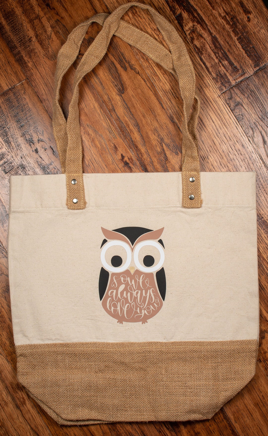 Reusable Fall Tote Bag Jute and Cotton Owl Design - Etsy