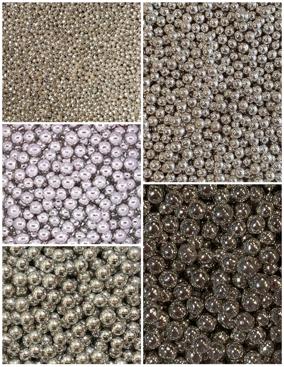 Silver Metallic Dragees Various Sizes, Metallic Sprinkle, Cupcake ...