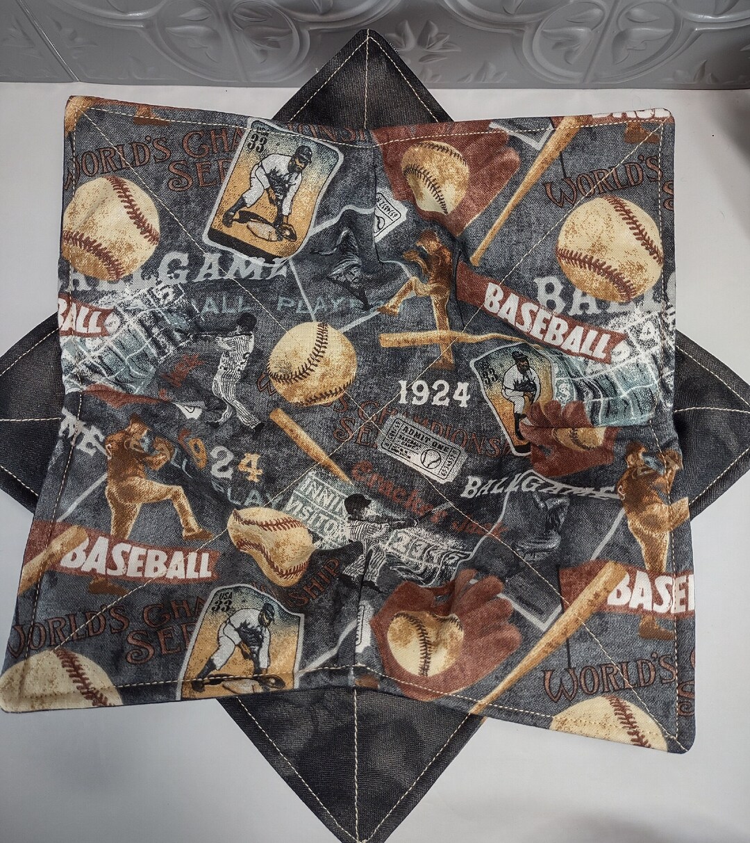 Baseball Themed Microwave Bowl Cozy Approx 8 Inches Hot or Cold Dishes ...