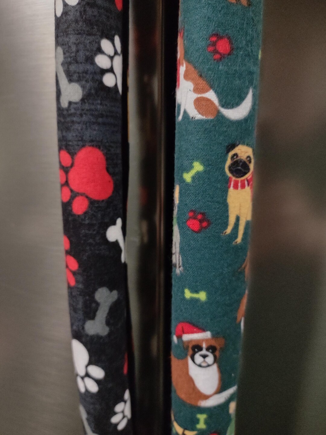 Dog Paw Print Refrigerator Handle Covers Reversible Christmas Appliance ...
