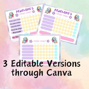 Editable Kids Chore Chart, Kids Daily Checklist Canva, Editable ...