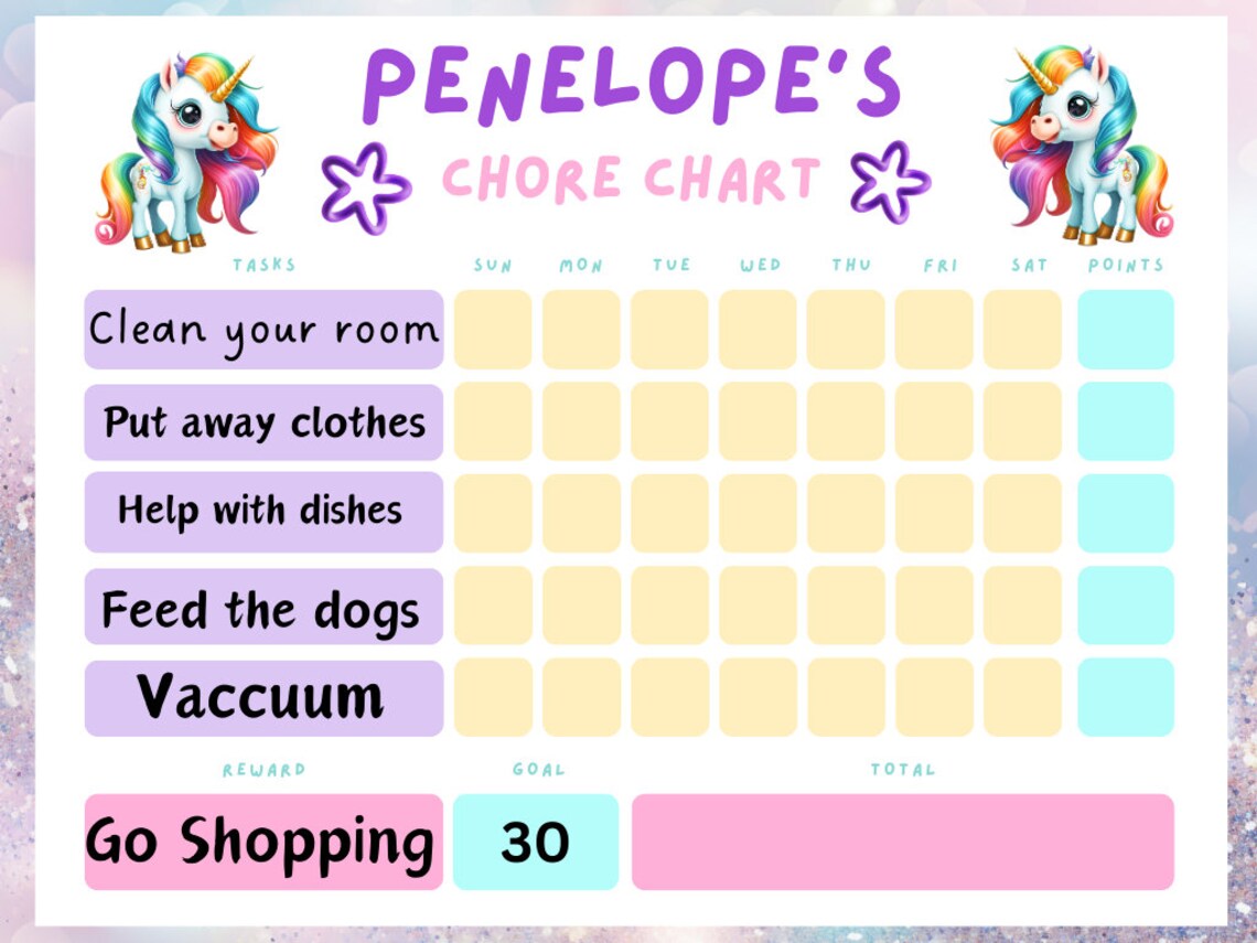 Editable Kids Chore Chart, Kids Daily Checklist Canva, Editable ...