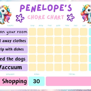 Editable Kids Chore Chart, Kids Daily Checklist Canva, Editable ...