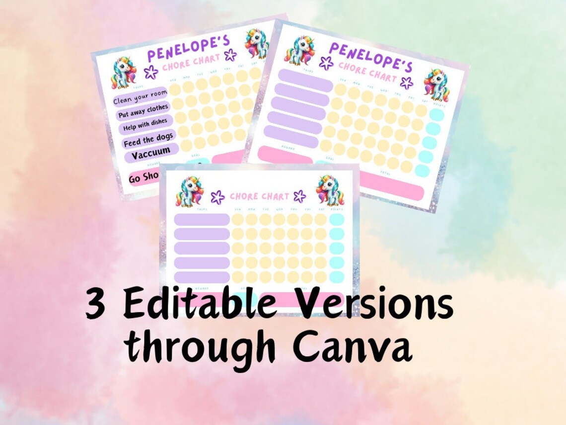 Editable Kids Chore Chart, Kids Daily Checklist Canva, Editable ...