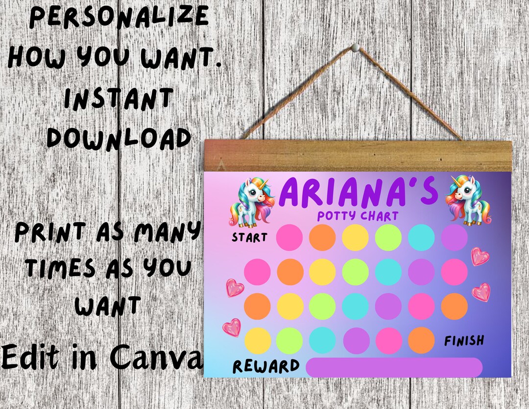 Editable Unicorn Reward Chart, Unicorn Sticker Chart, Girl Potty ...