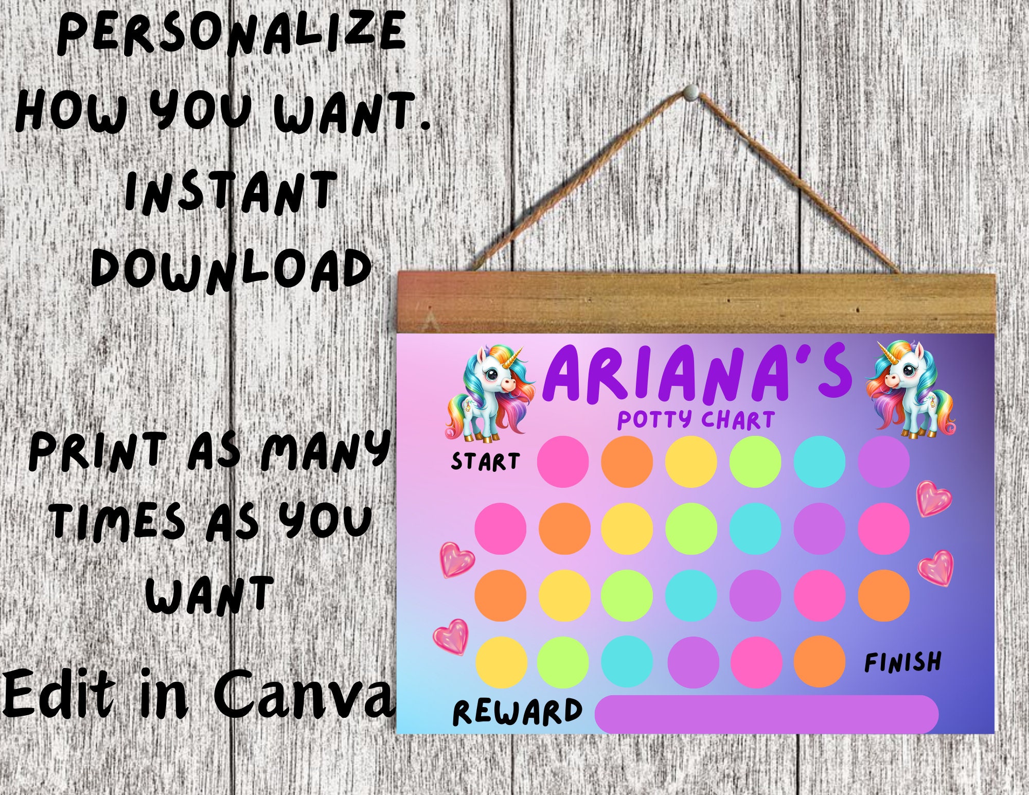 Editable Unicorn Reward Chart, Unicorn Sticker Chart, Girl Potty ...