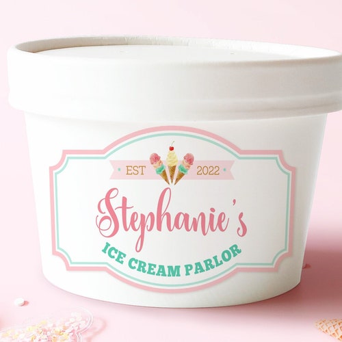 Printable Ice Cream Parlor Sticker Ice Cream Tub Label - Etsy