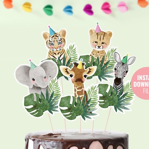 Printable Party Animals Birthday Cake Topper Instant Download - Etsy