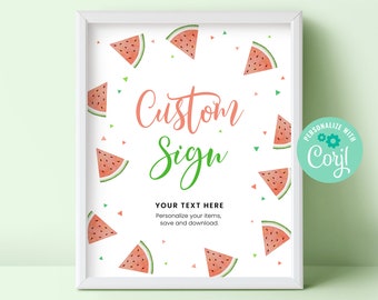 EDITABLE Watermelon Birthday Table Sign Watermelon Custom - Etsy