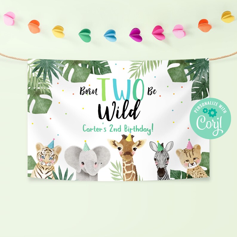 Editable Born Two Be Wild Birthday Backdrop Welcome Banner - Etsy