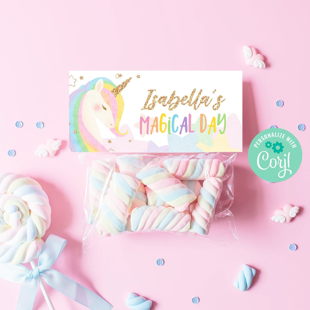 Editable Unicorn Birthday Treat Bag Topper Template Instant Download ...