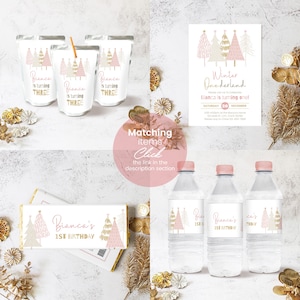 Editable Winter Wonderland Milestone Sign, Snow Tree Digital Birthday ...