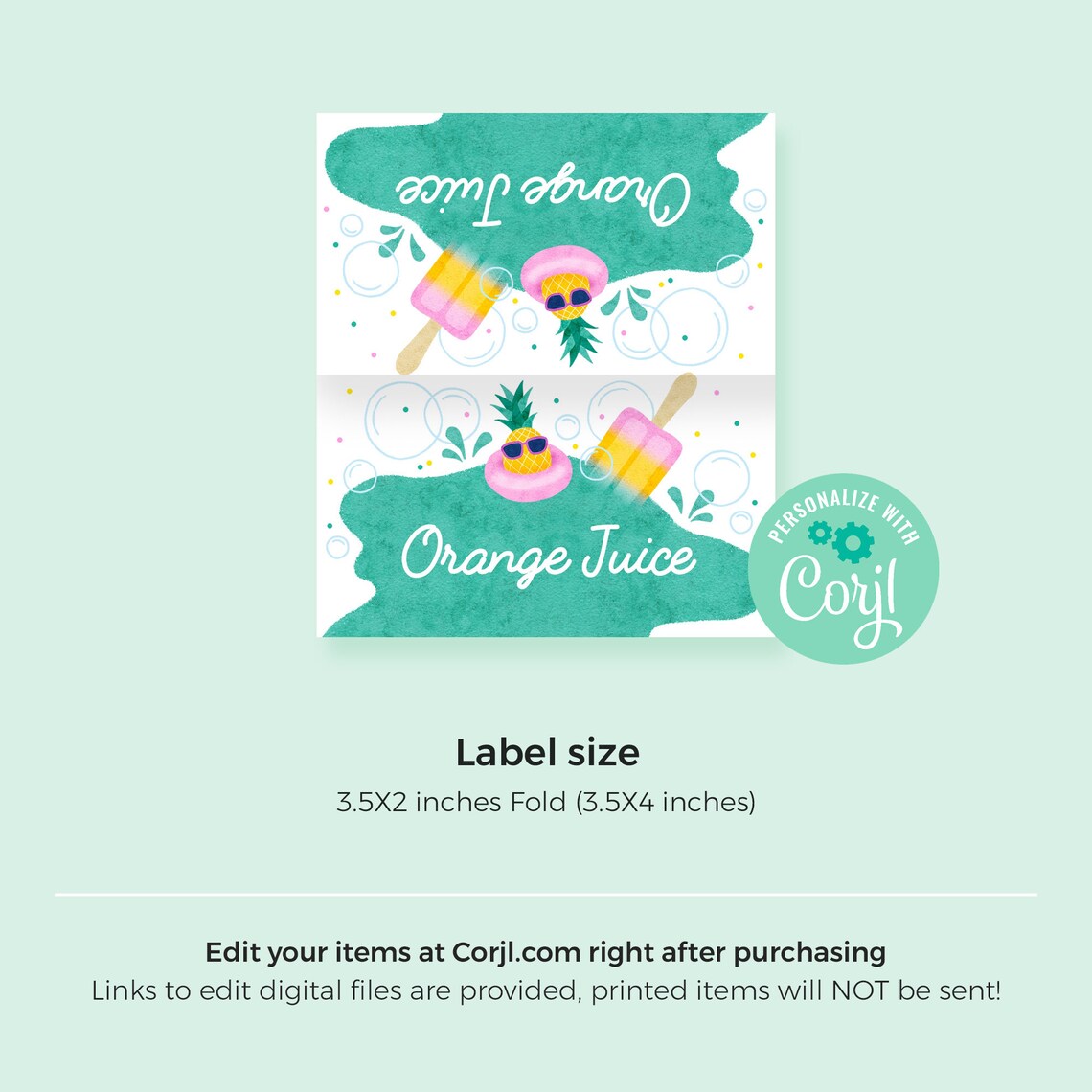 Editable Pool Party Birthday Food Label Template Instant - Etsy