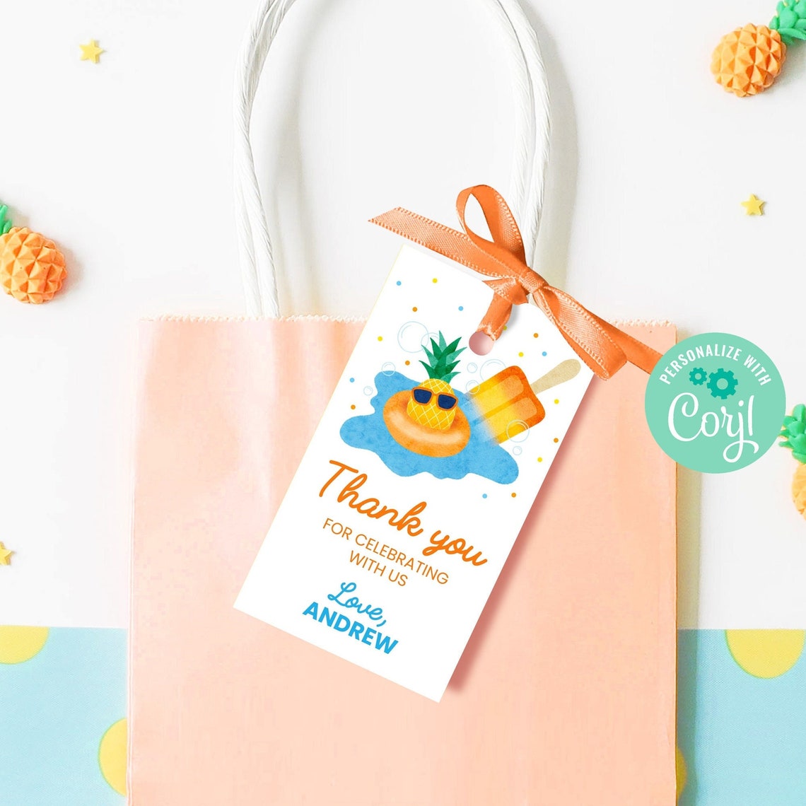 Editable Pool Party Birthday Thank You Favor Tag Instant - Etsy