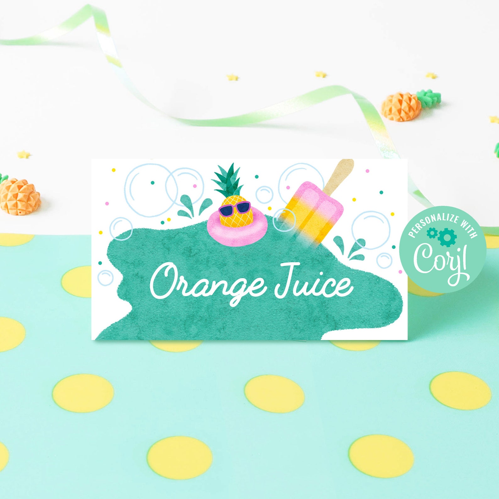 Editable Pool Party Birthday Food Label Template Instant - Etsy