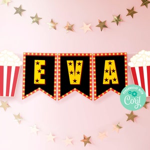 Editable Movie Night Custom Name Birthday Banner Instant Download ...