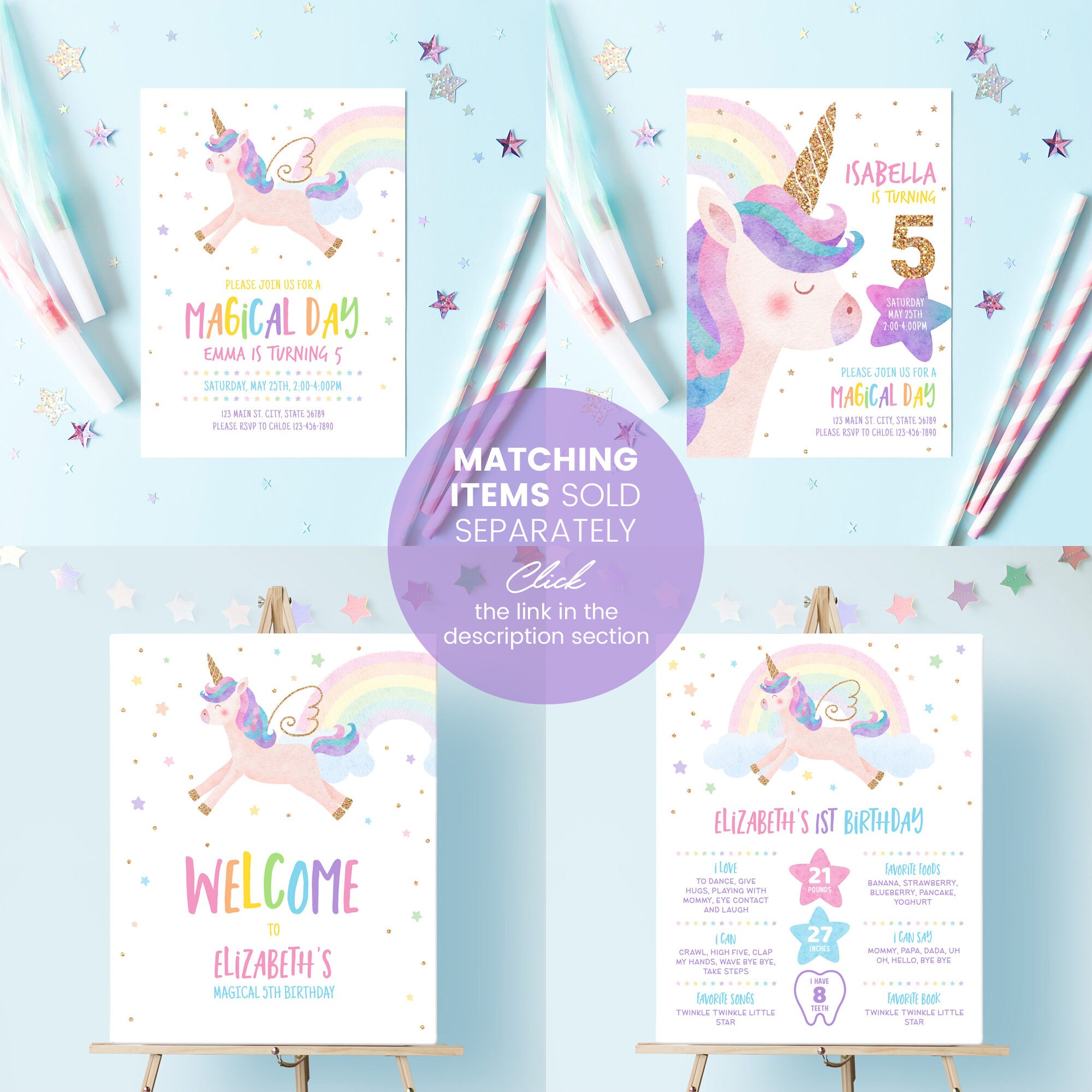 Editable Unicorn Birthday Guest Name Tag Template Instant | Etsy