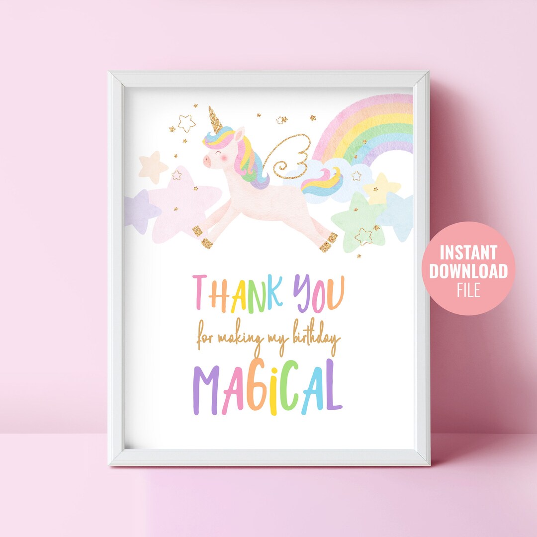 Printable Unicorn Birthday Sign Instant Download, Magical Birthday ...