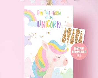 Pin the Horn on the Unicorn Game PRINTABLE INSTANT DOWNLOAD - Etsy