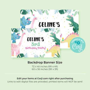 Editable Dinosaur Birthday Backdrop Welcome Banner Instant Download ...