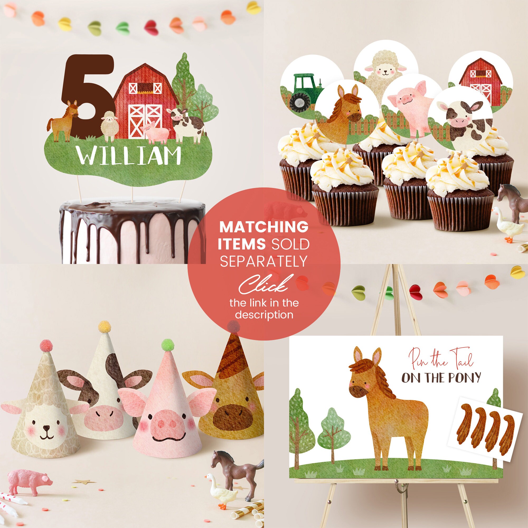 Printable Farm Animals Birthday Sign Instant Download Red - Etsy