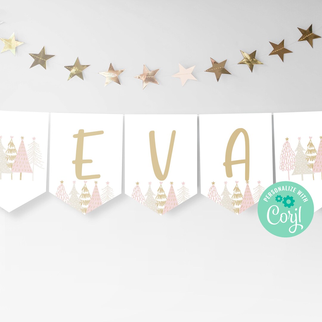 Editable Winter Wonderland Custom Banner Snow Tree Digital - Etsy