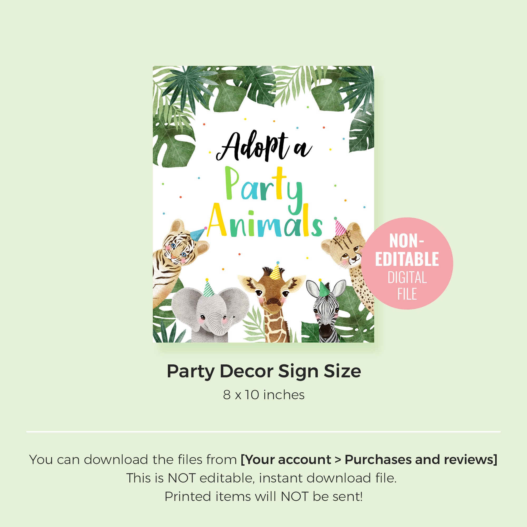 Printable Party Animals Birthday Sign Instant Download Jungle - Etsy