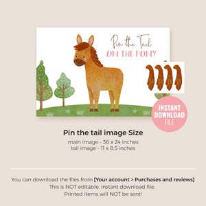 Printable Pin the Tail Birthday Party Game Instant Download, Pink ...