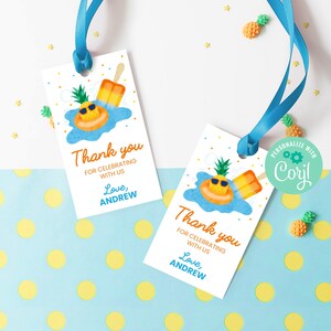 Editable Pool Party Birthday Thank You Favor Tag Instant Download ...