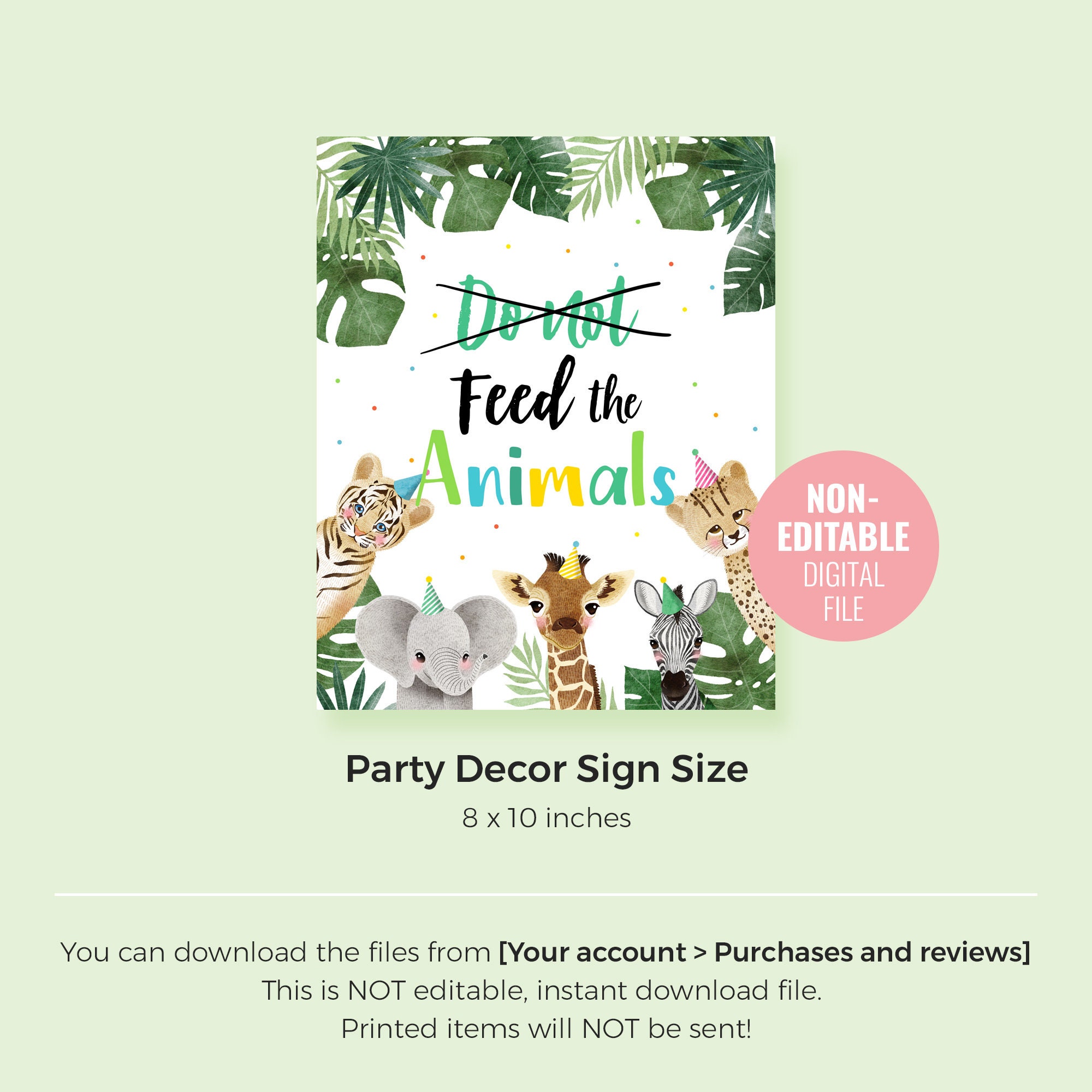 Printable Party Animals Birthday Sign Instant Download Jungle - Etsy