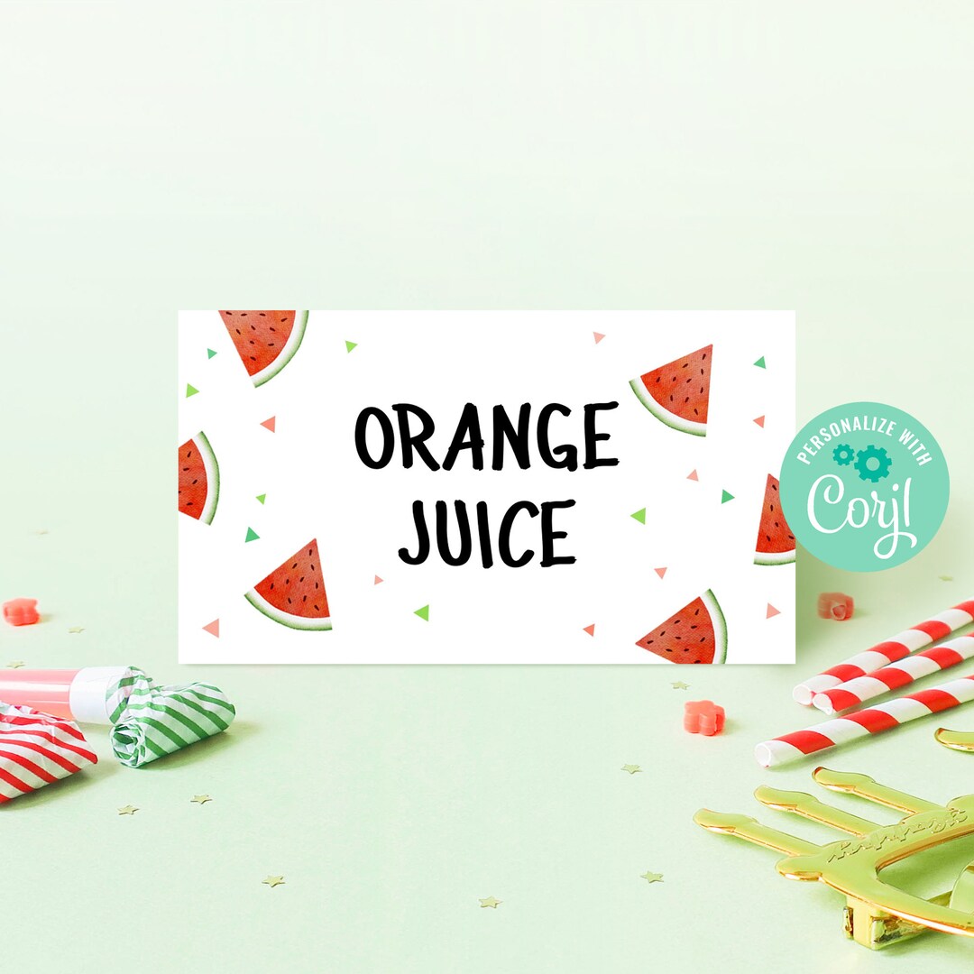Editable Watermelon Birthday Food Label Template Instant - Etsy