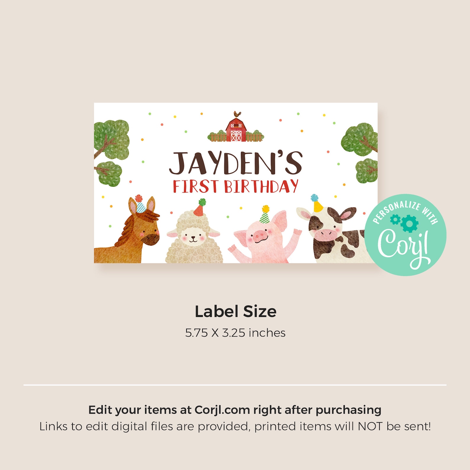 Editable Farm Animals Gable Box Label Template Instant - Etsy