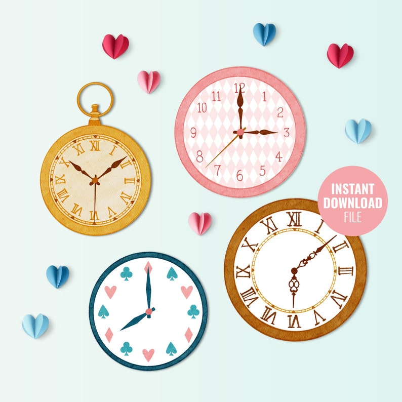 Printable Alice in Wonderland Clock Watch Instant Download - Etsy