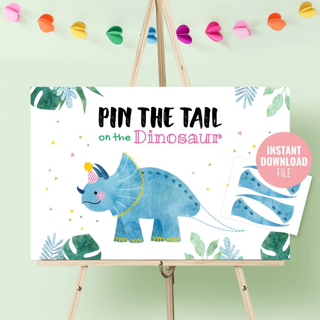 Printable Pin the Tail Birthday Party Game Instant Download, Dinosaur ...