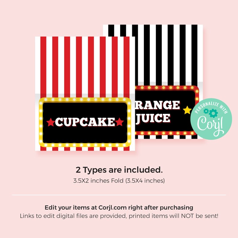 Editable Movie Night Birthday Food Label Template Instant - Etsy