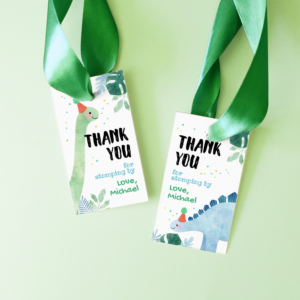 Editable Dinosaur Birthday Thank You Favor Tag Template | Etsy