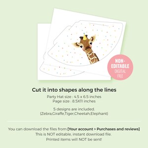 Printable Party Animals Birthday Hat Instant Download, Jungle Safari ...