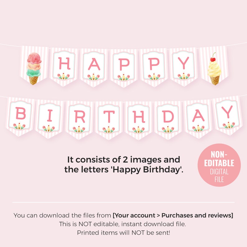Printable Ice Cream Birthday Banner Instant Download - Etsy