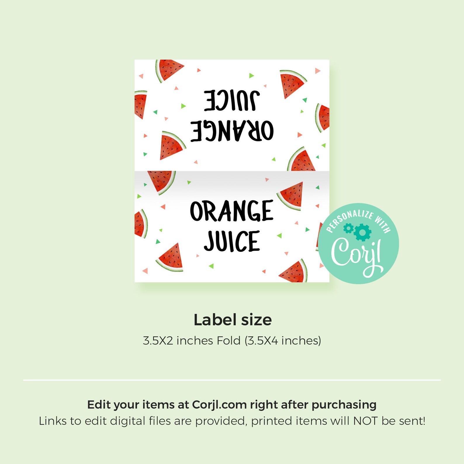 Editable Watermelon Birthday Food Label Template Instant - Etsy