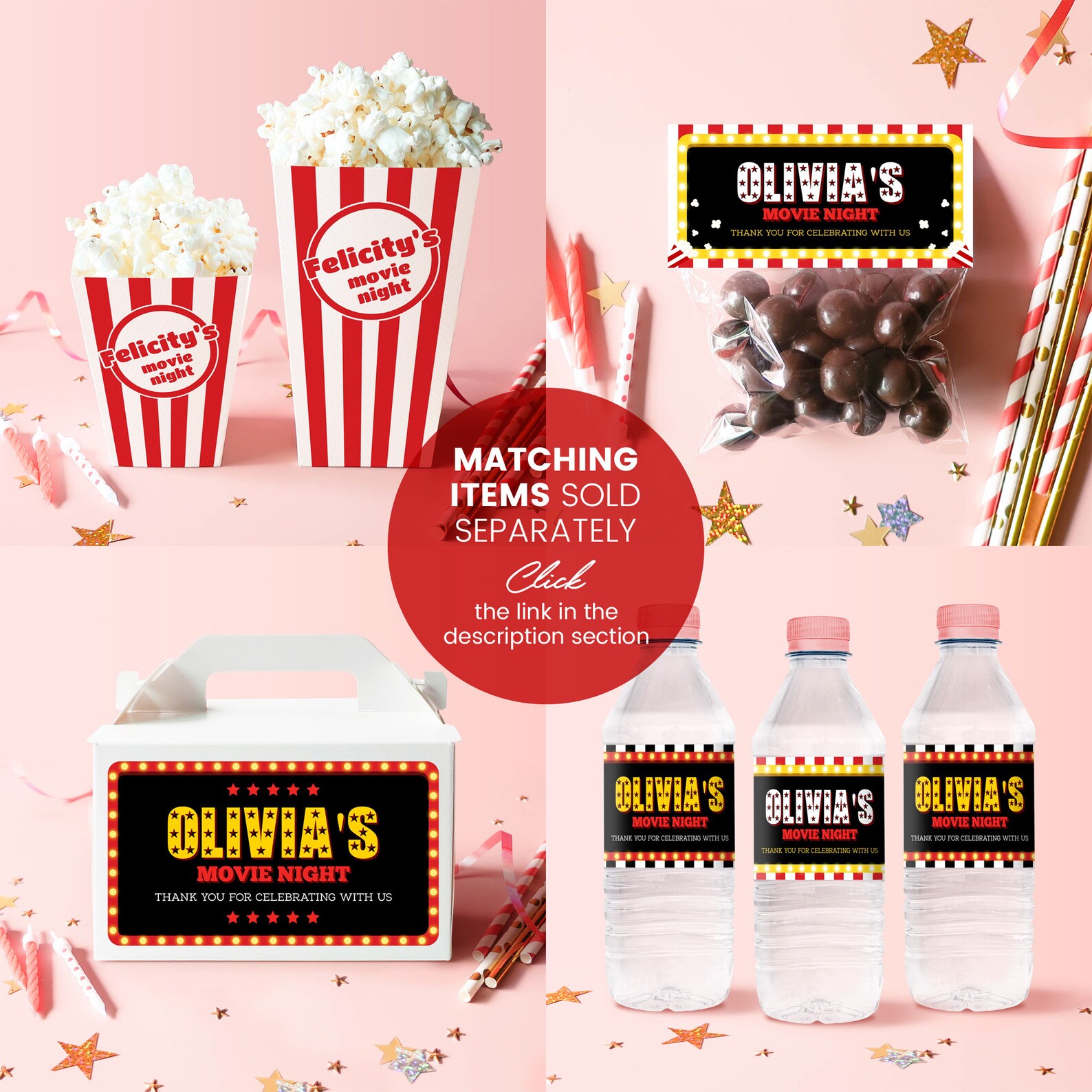 Editable Movie Night Backdrop Welcome Banner Instant Download - Etsy